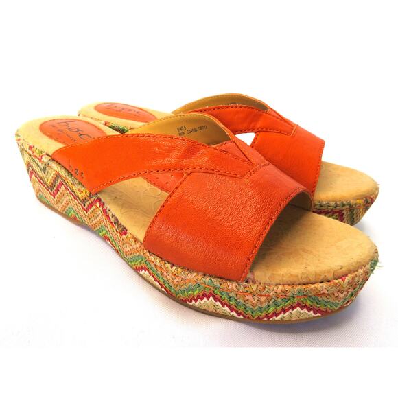 Born | Shoes | Boc By Born C2458 Orange Leather Slip On Platform ...